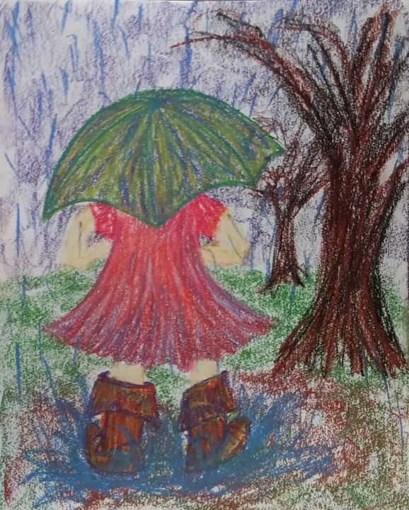 Playing in the Rain - Morgan Carroll Art - Drawings & Illustration ...