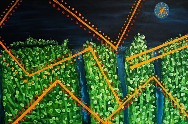 Blue Moon Falls - David Ranson Fulghum - Paintings & Prints, Abstract ...