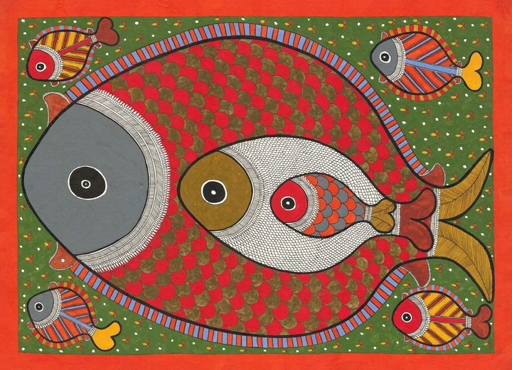 Pregnant Fish - Mithila Handicrafts - Paintings & Prints, Animals ...