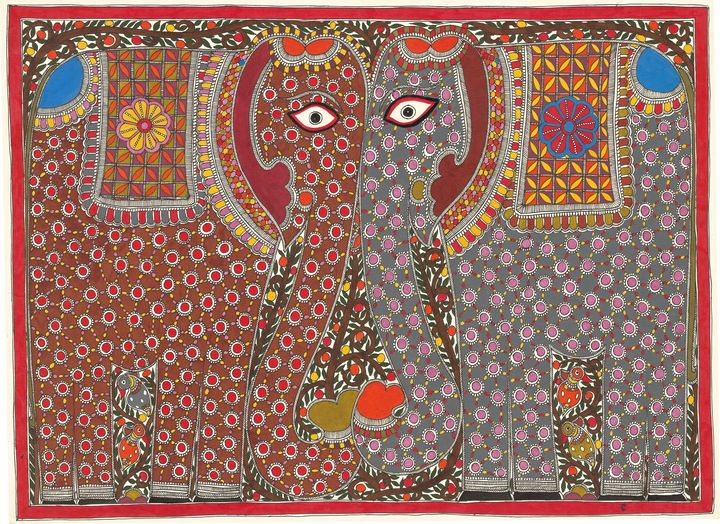 Elephants - Mithila Handicrafts - Paintings & Prints, Animals, Birds ...