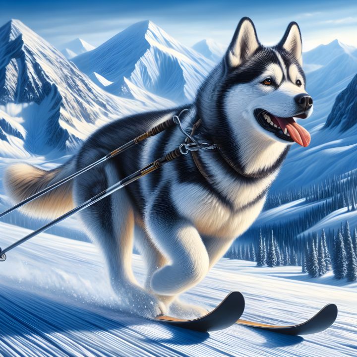 skiing husky - Giddo Pals - Digital Art & AI, Animals, Birds, & Fish ...