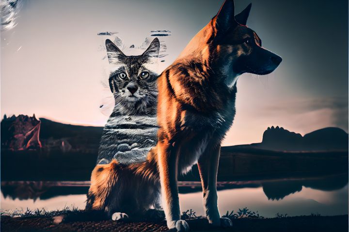 Double Exposure Cat and Dog - MYC - Digital Art & AI, Animals, Birds ...