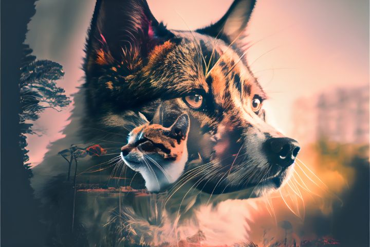 Cat and Dog Double Exposure Effect - MYC - Digital Art, Animals, Birds ...