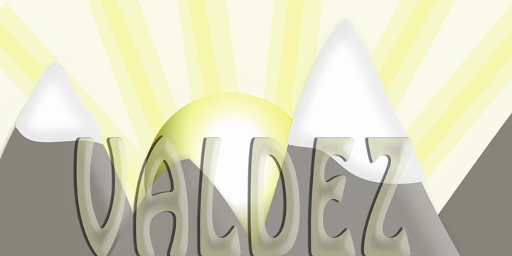Valdez Sign with Mountains and Sun - Laura Nybeck's Art - Digital Art ...