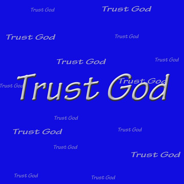 Trust God Sign in Blue and Silver - Laura Nybeck's Art - Digital Art ...