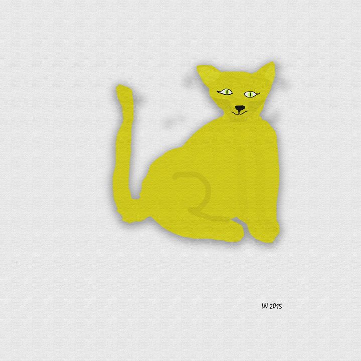 Yellow Cat on a White Background - Laura Nybeck's Art - Digital Art ...