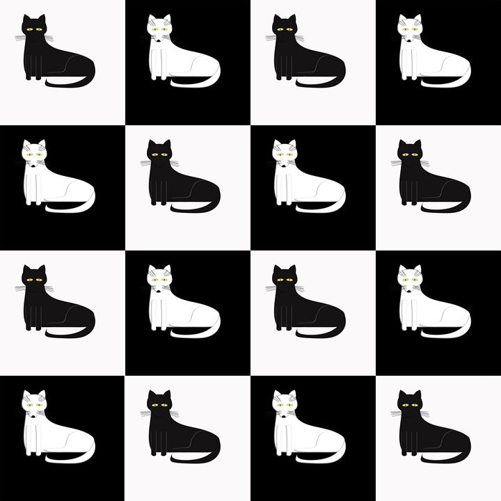 Checkered Cat Pattern - Laura Nybeck's Art - Digital Art & AI, Animals ...