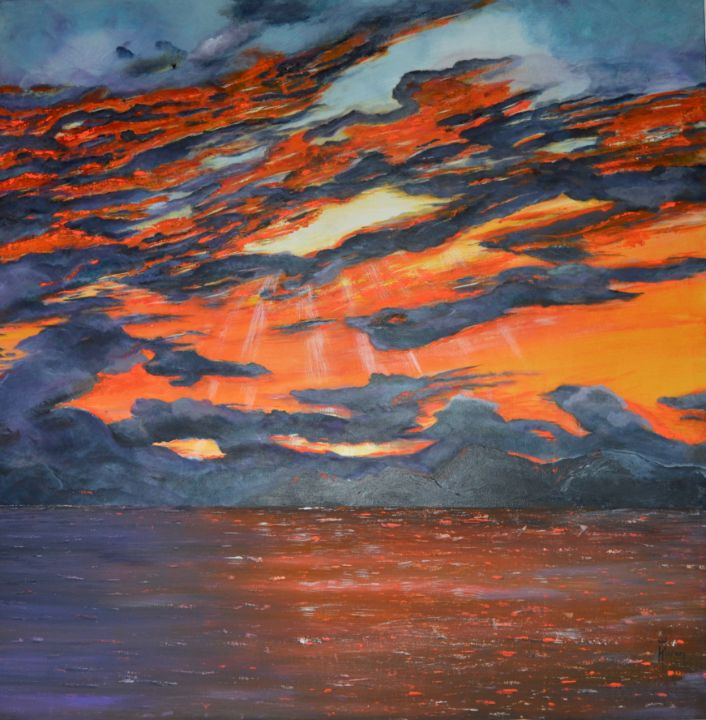Ocean on fire - By Karen - Paintings & Prints, Landscapes & Nature ...