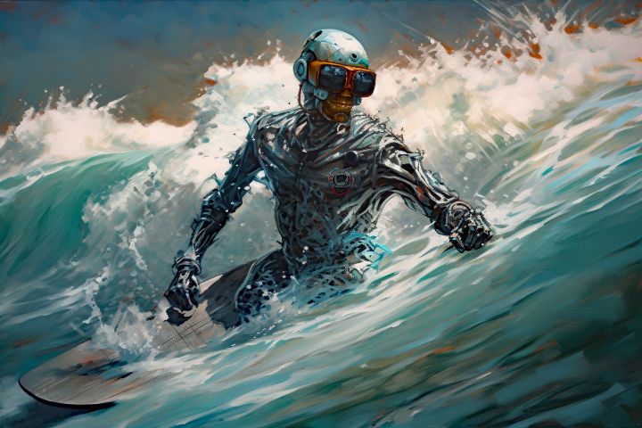 Surfing Robot 2 - Inclusive Art - Digital Art & AI, Sports & Hobbies ...