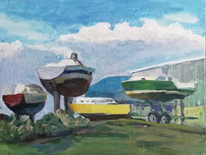 Boatyard - Hui Tong - Paintings & Prints, Vehicles & Transportation ...