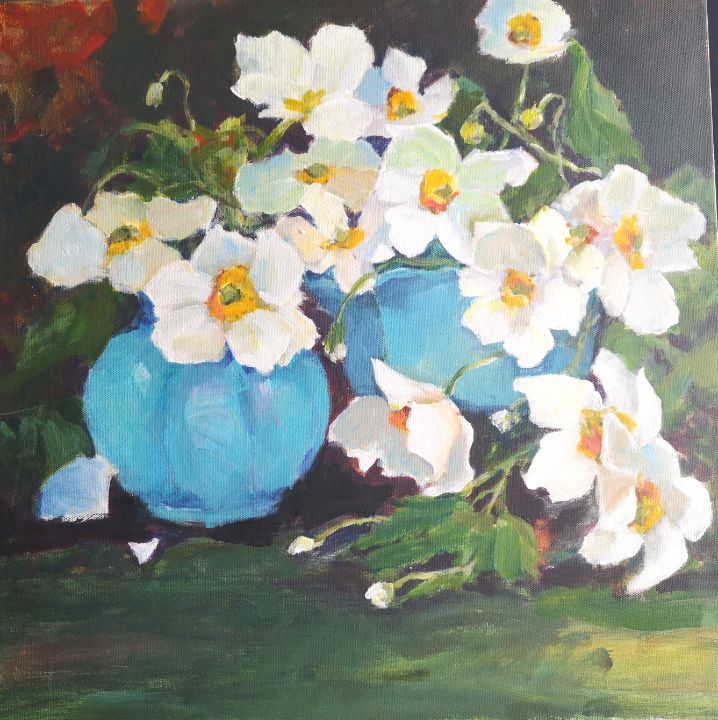 Blue Pot - Hui Tong - Paintings & Prints, Flowers, Plants, & Trees ...