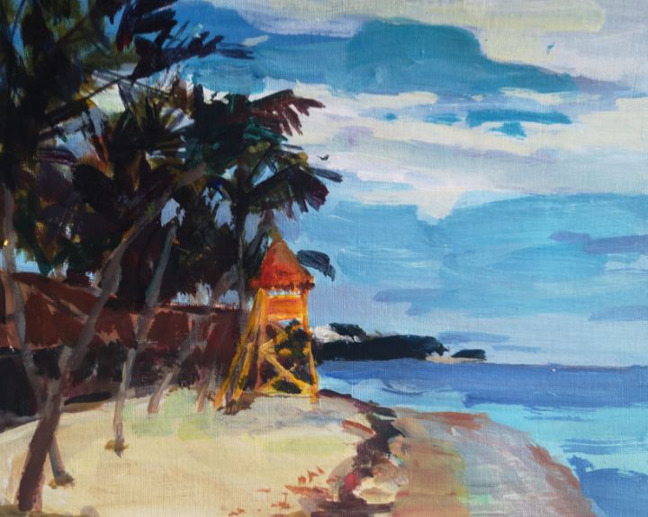 Sunset beach in Cancun - Hui Tong - Paintings & Prints, Landscapes ...