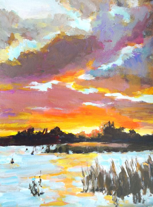 Winter Sunset - Hui Tong - Paintings & Prints, Landscapes & Nature ...