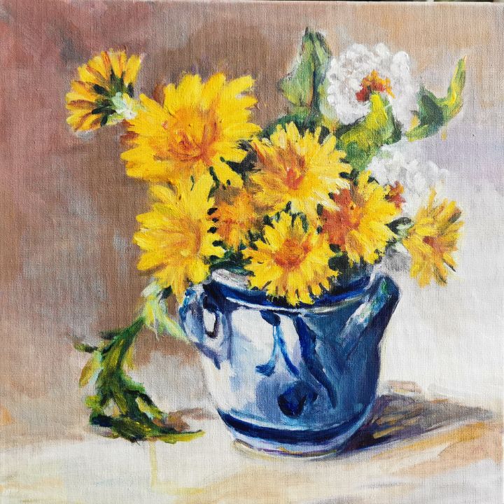 yellow mum flower - Hui Tong - Paintings & Prints, Flowers, Plants ...