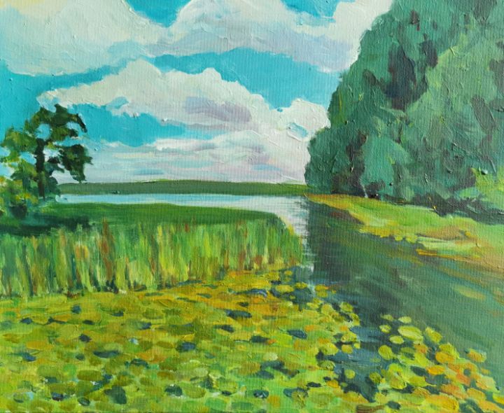 Island lake walk -1 - Hui Tong - Paintings & Prints, Landscapes ...