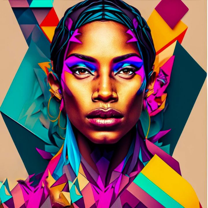 Geometric Woman - Vividora Gallery - Paintings & Prints, Abstract ...