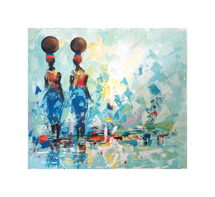 Women with pot - Ernest Larbi Budu - Paintings & Prints, Ethnic ...