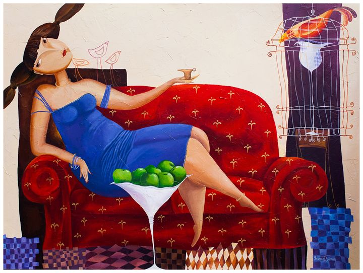 Afternoon tea - Yelena Dyumin - Paintings & Prints, People & Figures ...