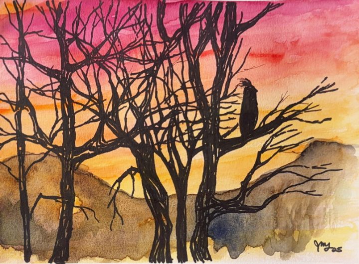 Tree line Sunset - JCLart - Paintings & Prints, Landscapes & Nature ...