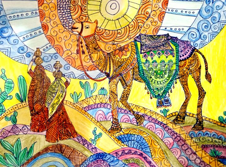 desert doodle - ARTVIHAR - Drawings & Illustration, Animals, Birds ...