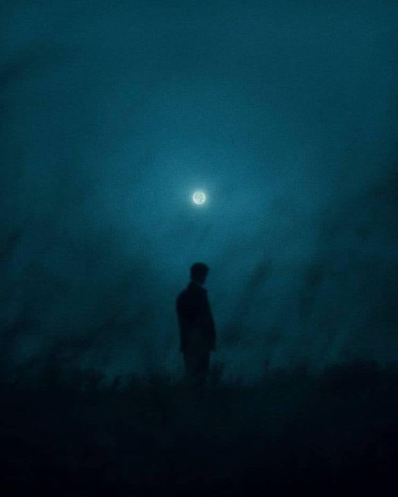 Man looking at the moon - David Yuki - Paintings & Prints, People ...
