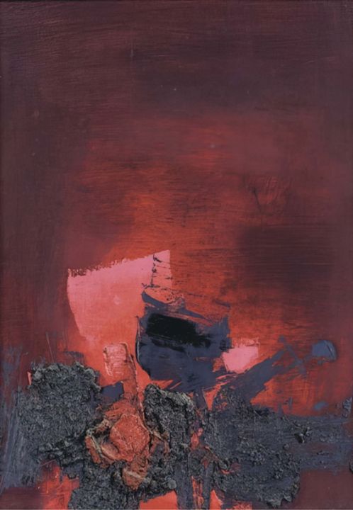 SIN T TULO ABSTRACCI N EN ROSO Y NEG - ZIDOX - Paintings & Prints, Abstract, Color - ArtPal