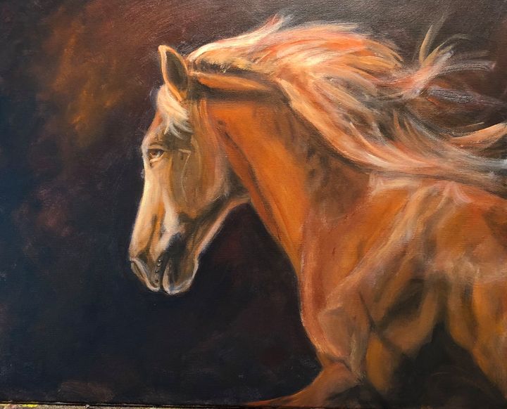 Red Horse Running - Linda Roman Fine Art - Paintings & Prints, Animals ...