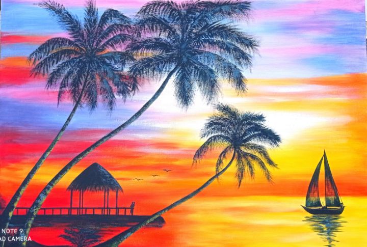 Sunset in paradise - Paint your life - Paintings & Prints, Landscapes ...