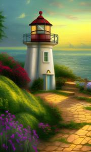 Charming Lighthouse Path - Altered Urbane - Digital Art & AI ...