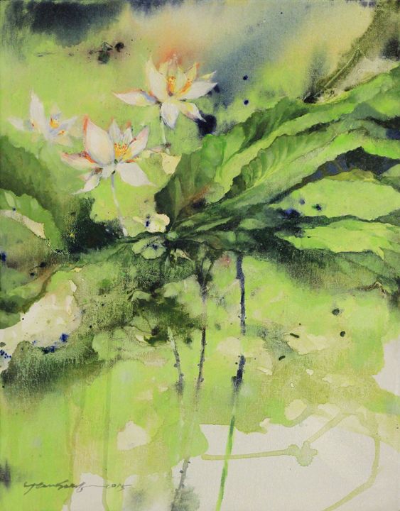 Lotus 2 - Yew Souf Art Gallery - Paintings & Prints, Flowers, Plants ...