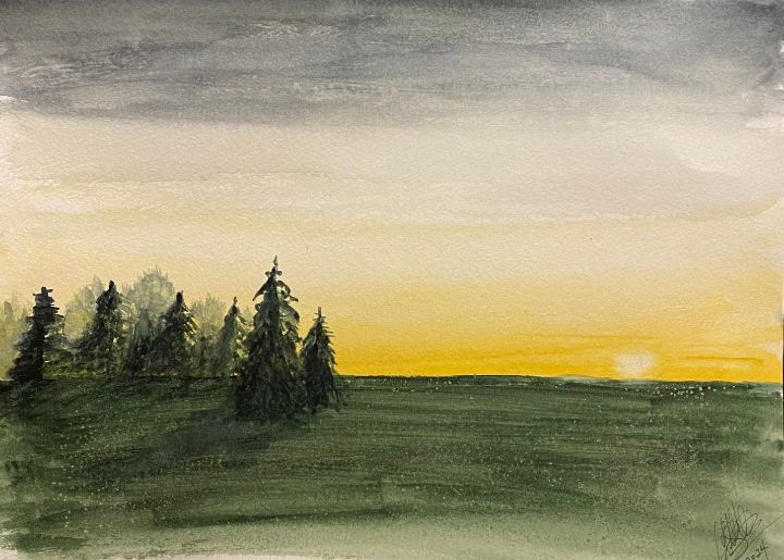 Sunset under dark sky - Artsy Inks and Hues - Paintings & Prints ...