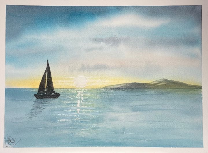 Sailing past sunset - Artsy Inks and Hues - Paintings & Prints ...