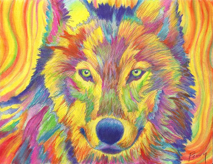 Chromatic Wolf - Nathan Perry Fine Art - Drawings & Illustration ...
