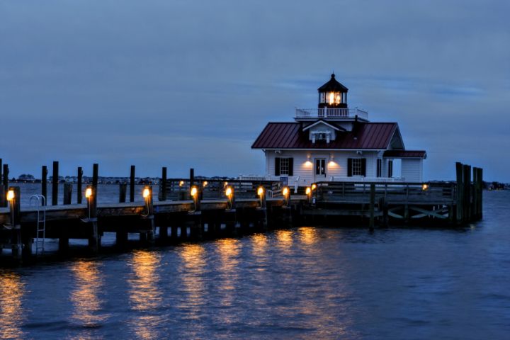 Roanoke Marsh Light By Moon Light - Digital Perfections - Photography ...