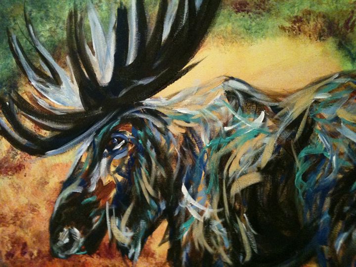 mean moose - Krazy Kanvas by Susan Monika - Paintings & Prints, Animals ...
