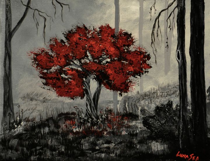 The Crimson tree - Calypso LunaSea Art - Paintings & Prints, Flowers ...