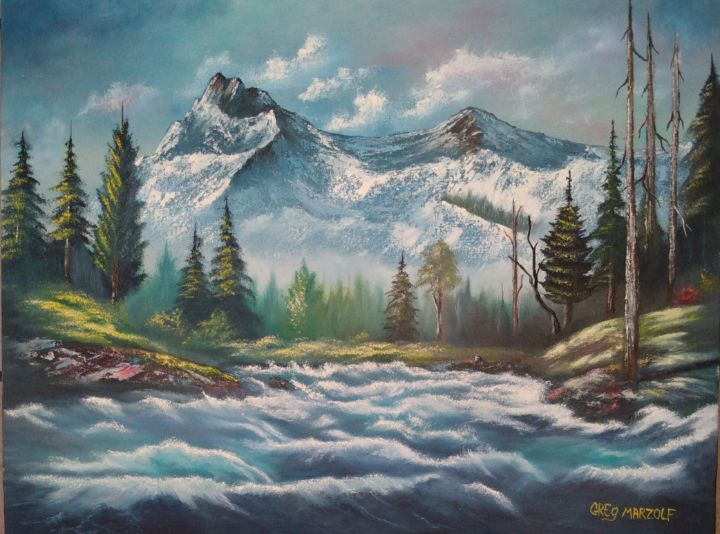 Mountain Rapids - Marzoilpaintings - Paintings & Prints, Landscapes ...