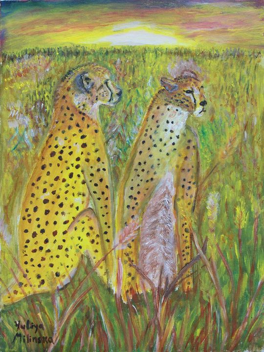 Cheetah Couple - Yuliya Milinska - Paintings & Prints, Animals, Birds ...
