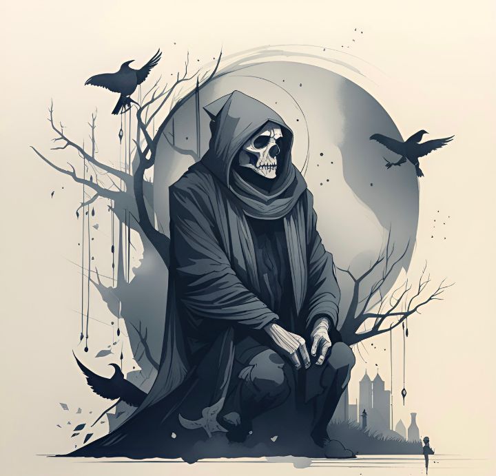 Sitting Reaper - Drawn Delights - Paintings & Prints, Fantasy ...