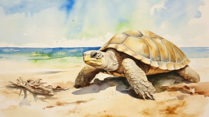 Giant tortoise on a sandy beach - chimpanzky - Digital Art & AI ...