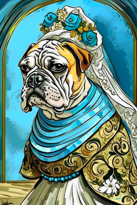 bulldog queen - m. hajii - Paintings & Prints, Animals, Birds, & Fish ...