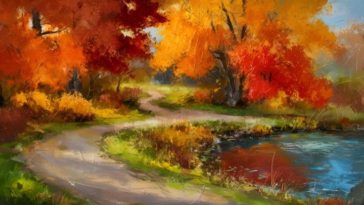 Abstract Autumn Landscape - Breaths of the Sea - Digital Art & AI ...