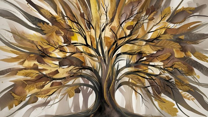 Autumnal Abstract Tree Art - Breaths of the Sea - Digital Art & AI ...
