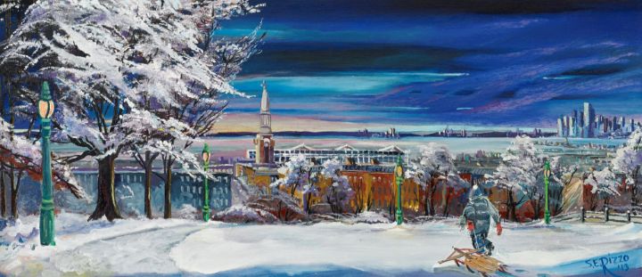 Early Snow At Sunset Park - Stephen E Rizzo - Paintings & Prints ...