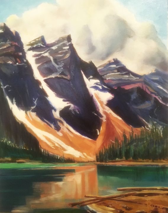 Lake Moraine Alberta Canada - Stephen E Rizzo - Paintings & Prints ...