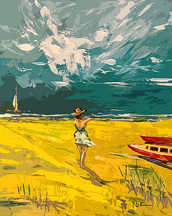 She Beach - Daniel Nie - Paintings & Prints, Landscapes & Nature, Beach ...