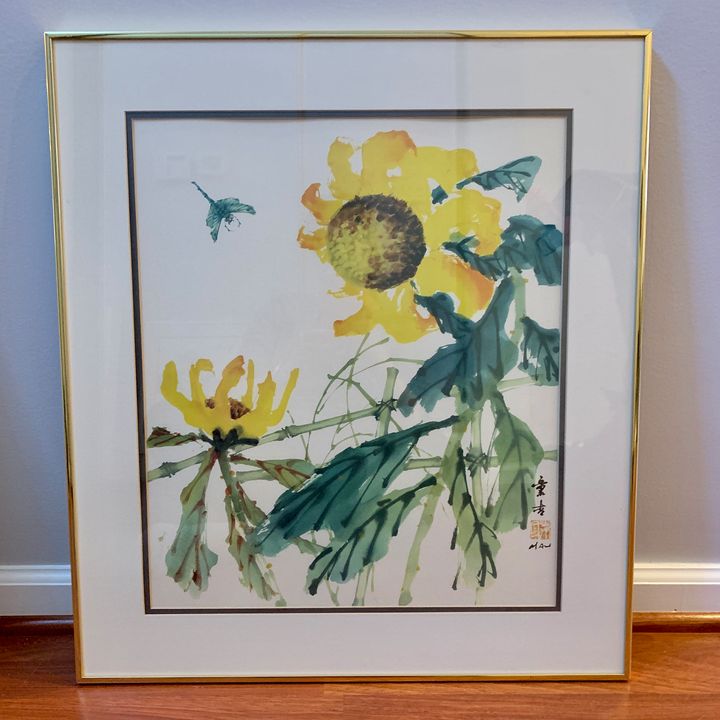 Hui Chi Mau Sunflowers And Dragonfly - GG's Gallery - Paintings ...