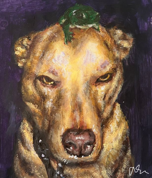 Dog and Frog - A Schweikart - Paintings & Prints, Animals, Birds ...