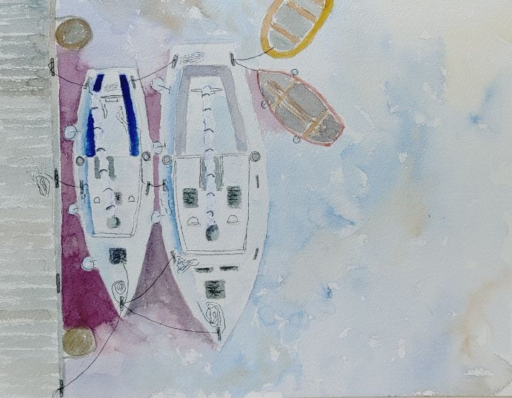 Looking Down - David Hepburn watercolors - Paintings & Prints, Sports & Hobbies, Boating - ArtPal