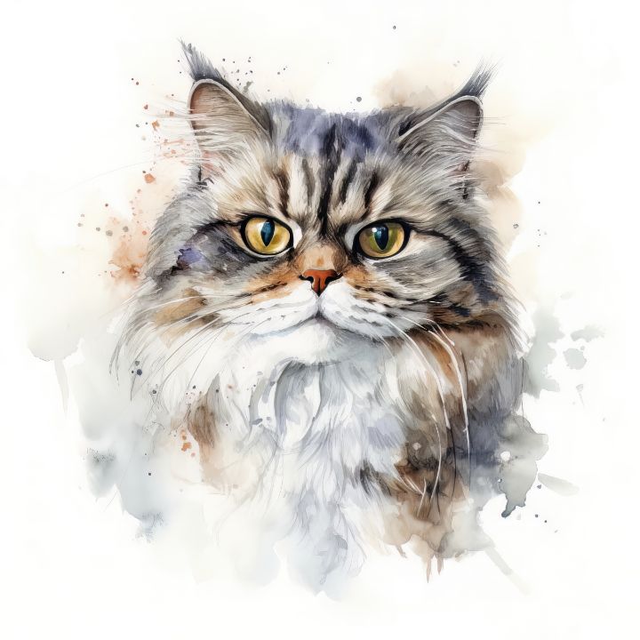 Dwarf Cat Portrait Watercolor Painti - Frank095 - Digital Art & AI ...